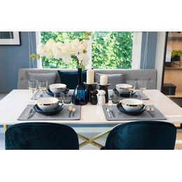 Platzset Adam "Graphic Ventus Light" Gr. 1, blau (graublau), B:40cm L:40cm, Obermaterial: 100% Baumwolle, Platzsets, Platzset, GOTS organic,zertifiziert durch CERES 0242,Made in Germany
