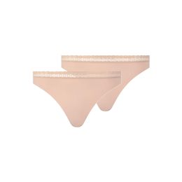 String Chantelle "String Tanga Cozy Chic 2P 2er Pack", Damen, Gr. S, beige (nude), Obermaterial: 80% Modal CMD. 20% Elasthan EL., Unterhosen String