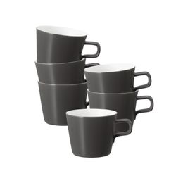 Tasse Seltmann Weiden "Cappuccino-/Teetassen No Limits Moments 0,26 l 6er Set wei&szlig;-grau", bunt (wei&szlig;, grau), 6 tlg., Porzellan, Trinkgef&auml;&szlig;e, Tasse