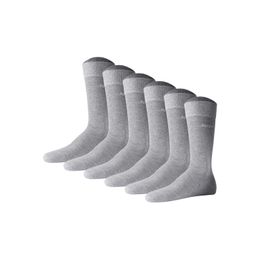 JOOP! Kurzsocken JOOP "Socken Unisex premium essential organic cotton Socks 6p 6er Pack", Damen, Gr. 43-46, grau (hellgrau meliert), Obermaterial: 62% Baumwolle CO(Bio). 36% Polyamid PA. 2% Elasthan EL., Socken Kurzsocken