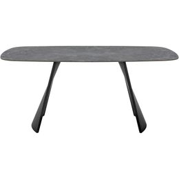 Esstisch MCA furniture "TOBELO Wangentisch 180x90cm", anthrazit marmoriert, schwarz matt lackiert, anthrazit marmoriert, B:180cm H:76cm T:90cm, Keramik anthrazit marmoriert, 11 mm;Gestell: Metall, schwarz matt lackiert, Tische, Esstisch, Keramik, Metall, schwarz marmoriert, dining table, 4-6 Personen