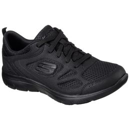 Sneaker Skechers "SUMMITS-SUITED", Damen, Gr. 38, schwarz, Leder, Textil, Schuhe Sneaker, Freizeitschuh, Trainingsschuh, Schn&uuml;rschuh mit weicher Polsterung, Topseller