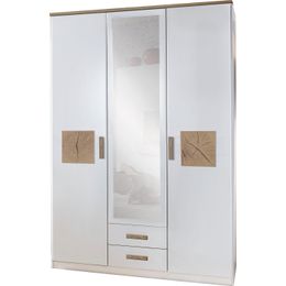 Kleiderschrank wimex "K&auml;rnten Schlafzimmerschrank im nat&uuml;rlichen Design", wei&szlig; (wei&szlig;, hirnholzfarben), B:135cm H:198cm T:58cm, Schr&auml;nke, Kleiderschrank, Topseller Schrank Garderobe mit 3 T&uuml;ren und 2 Schubladen 135cm