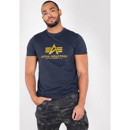 T-Shirt Alpha Industries "Basic T-Shirt", Herren, Gr. XL, blau (new navy), Single Jersey, Obermaterial: 100% Baumwolle, bedruckt, regular fit normal, Rundhals, normaler Saum, Shirts T-Shirt, Baumwolle, regular fit, Topseller