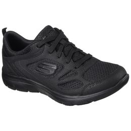 Sneaker Skechers "SUMMITS-SUITED", Damen, Gr. 39, schwarz, Leder, Textil, Schuhe Sneaker, Freizeitschuh, Trainingsschuh, Schn&uuml;rschuh mit weicher Polsterung, Topseller