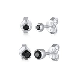 Ohrstecker-Set Elli "Ohrringe Ohrstecker Set Wei&szlig; 925 Sterling Silber, mit Kristallen von Swarovski", schwarz, Ohrringe, Damen, Silber 925 (Sterlingsilber), Ohrstecker-Set