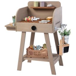 Kinder-Grill Muddy Buddy "BBQ Chef", grau, Spielzeug-Haushaltsger&auml;te, KinderB:37cm H:79cm L:68cm, Holz, Kinder-Grill, B:37cm H:79cm L:68cm