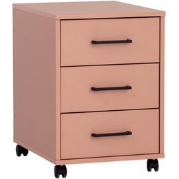 Rollcontainer Schildmeyer "Ruby, Breite 40 cm", rot (apricot), B:40,1cm H:57cm T:50cm, Holzwerkstoff, Rollwagen, Rollcontainer, Mit Stifteinsatz, Metallbeschl&auml;ge, feststellbare M&ouml;belrollen