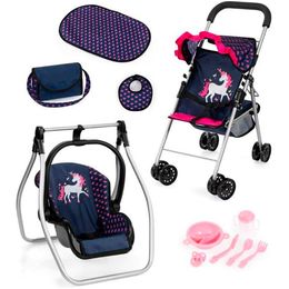 Puppenbuggy BAYER "Set mit Tasche", bunt (blau, pink), Puppenwagen, KinderB:43cm H:52cm T:26,5cm, Kunststoff, Metall, Stoff, Puppenbuggy, B:43cm H:52cm T:26,5cm