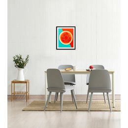 Bild queence "Nils", orange (farbe rahmen: schwarz, farbe bild(er): orange), B:40cm H:50cm, Acrylglas, Holz, Papier, Bilder, Bild, HD Premium Poster-Druck inkl. Holzrahmen