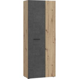 Mehrzweckschrank FORTE "NET306", braun (artisan eiche, betonoptik dunkelgrau), B:68,7cm H:181,1cm T:36,5cm, Holzwerkstoff, Schr&auml;nke, Mehrzweckschrank, Mehrzweckschrank, inklusive Einlegb&ouml;den, verschiedene Dekore