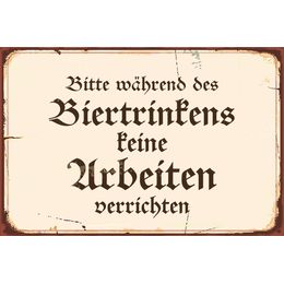 Metallbild queence "Bier Spruch Stahlschild Blechschild", bunt (farbe bild(er): bunt), B:20cm H:30cm T:0,2cm, Blech, Metall, Bilder, Metallbild, 20x30x0,2cm - mit 4 Lochbohrung