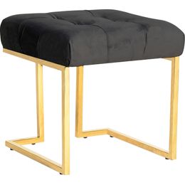 Sitzhocker Kayoom "Hocker Rare, Edler Touch durch goldenes Gestell", schwarz, B:48cm H:48cm T:48cm, Bezug: 100% Polyester (Samt) Gestell: Edelstahl, Hocker, Sitzhocker, eckig, samtweich, gesteppt, mit Zierkn&ouml;pfen, Edelstahlgestell