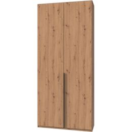 Kleiderschrank wimex "Mugano,in 5 Breiten,2 H&ouml;hen,2 Tiefen, viele Farben, Made in Germany", schwarz (artisan, eiche nachbildung, griffe schwarz), B:90cm H:208cm T:40cm, Holzwerkstoff, Schr&auml;nke, Kleiderschrank, mit langen Griffen aus Metall, mit oder ohne Spiegel