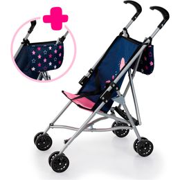 Puppenbuggy BAYER, fee blau, rosa, Puppenwagen, KinderB:27cm H:56cm T:47cm, Kunststoff, Metall, Polyester, Puppenbuggy, mit Tasche, B:27cm H:56cm T:47cm