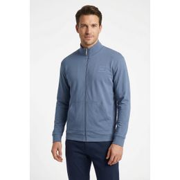 Sweatjacke HUGO UNDERWEAR "Laze Zip Jacket", Herren, Gr. XL (54), open blau 496, Single Jersey, Obermaterial: 95% Baumwolle, 5% Elasthan, regular fit, hoch geschlossener Ausschnitt, eingesetzt eingefasste Kante, Sweatjacken Sweatjacke, mit seitlichen Taschen