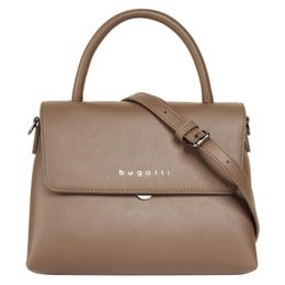 Henkeltasche Bugatti "ALMATA", Damen, Gr. B/H/T: 23cm x 16cm x 8cm onesize, beige (sand), Kunstfaser, clean, Taschen Henkeltasche
