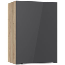H&auml;ngeschrank Optifit "Lilly2", schwarz (anthrazit lackiert, wildeiche, wildeiche), B:50cm H:70,4cm T:34,6cm, Holzwerkstoff, Schr&auml;nke, H&auml;ngeschrank, Breite 50 cm, 1 T&uuml;r, 2 Einlegeb&ouml;den