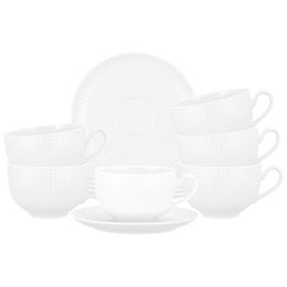 Tasse Seltmann Weiden "Milchkaffeetassen mit Untertassen Amina 350 ml 6er Set", wei&szlig;, 12 tlg., Porzellan, Trinkgef&auml;&szlig;e, Tasse
