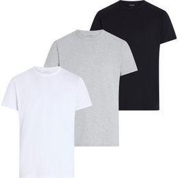 T-Shirt "SHORT SLEEVE CREW NECK 3PK", Damen, Gr. XXXL (58), schwarz-wei&szlig; (schwarz, wei&szlig;, grau), Jersey, Obermaterial: 57% Baumwolle, 38% Polyester, 5% Elasthan, Calvin Klein Underwear, unifarben, Basic, normal h&uuml;ftlang, Rundhals, abgesteppt, Shirts T-Shirt, mit Logo am Saum