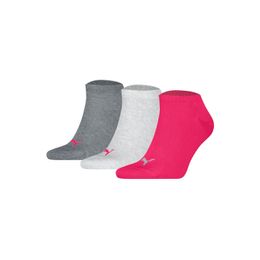 Sneakersocken Puma "Socken Sneaker Plain 3P 3er Pack", Damen, Gr. 39-42, pink (pink, grau), Obermaterial: 66% Baumwolle CO. 18% Polyamid PA. 14% Polyester PES. 2% Elasthan EL., Socken Sneakersocken