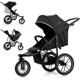 Kombi-Kinderwagen Kinderkraft "HELSI 2", Baby, schwarz, Stahl, Kinderwagen Kombi-Kinderwagen