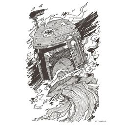 Bild Komar "Star Wars Boba Fett Drawing", bunt (farbe bild(er): bunt), B:30cm H:40cm, Holz, Papier, Bilder, Bild, Wandbild zur Dekoration im Kinderzimmer - ohne Rahmen