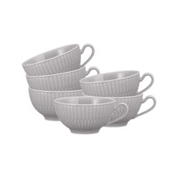 Tasse Seltmann Weiden "Teetassen Amina 0,14 l 6er Set", grau (silbergrau), 6 tlg., Porzellan, Trinkgef&auml;&szlig;e, Tasse