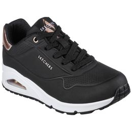 Sneaker Skechers "UNO GOLDEN AIR", Damen, Gr. 40, schwarz-wei&szlig; (schwarz, wei&szlig;), Lederimitat, kontrastfarbene Details, Schuhe Sneaker, Freizeitschuh, Halbschuh, Schn&uuml;rschuh mit Metallic-Einsatz, Topseller