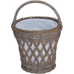 W&auml;schekorb, grau, B:40cm H:60cm T:40cm &Oslash;:40cm, Geflecht Rattan, HOFMANN LIVING AND MORE, W&auml;schesammler, W&auml;schekorb, aus Rattan mit praktischem Tragegriff