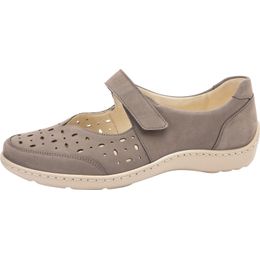 Waldl&auml;ufer Ballerina WALDL&Auml;UFER "HENNI", Damen, Gr. 7 (40,5), grau (taupe), Nubukleder, Schuhe Ballerina, Klettschuh, Komfortschuh mit Perforation, H-Weite