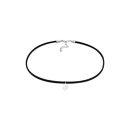 Choker Elli "Halskette Choker Velour Schwarz Spirale Trend 925 Silber" Gr. 32, schwarz, Halsketten, Damen, ohne Stein, Silber 925 (Sterlingsilber), Choker