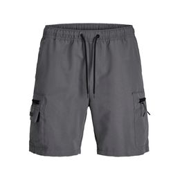 Jack & Jones Cargohose JACK & JONES "JPSTJAIDEN MARCHER CARGO SHORTS SRT SN", Herren, Gr. XS, N-Gr, grau (castlerock), Web, Obermaterial: 96% Nylon, 4% Elasthan, unifarben, relaxed fit knielang, Hosen Cargohose