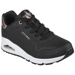 Sneaker Skechers "UNO GOLDEN AIR", Damen, Gr. 41, schwarz-wei&szlig; (schwarz, wei&szlig;), Lederimitat, kontrastfarbene Details, Schuhe Sneaker, Freizeitschuh, Halbschuh, Schn&uuml;rschuh mit Metallic-Einsatz, Topseller