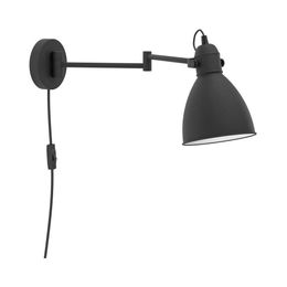 Eglo Wandleuchte "SAN PERI Wandlampe, Stahl, E27, IP20, Schlafzimmerlampe, B&uuml;rolampe", schwarz, 1, H: 21cm, 1 Stk., Leuchten, Wand-/Deckenleuchte - L13 x B30 x H21 cm - schwarz - 1X10W exkl., Wandleuchte