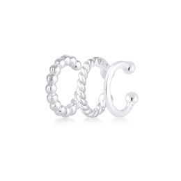 Ohrklemme Elli "Ohrringe Ohrklemme Ear Cuff 3er Set Kugel 925 Silber" Gr. 13, silber, Ohrringe, Damen, ohne Stein, Silber 925 (Sterlingsilber), Ohrklemme
