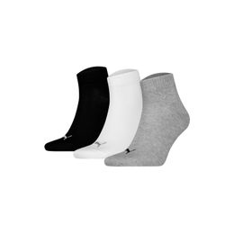 Kurzsocken Puma "Socken Quarter Plain 3P 3er Pack", Damen, Gr. 43-46, bunt (grau, schwarz, wei&szlig;), Obermaterial: 68% Baumwolle CO. 18% Polyamid PA. 12% Polyester PES. 2% Elasthan EL., Socken Kurzsocken