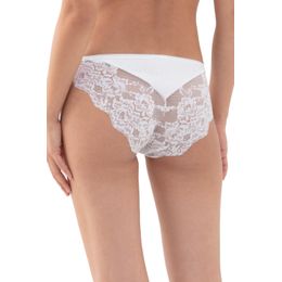 Minislip Mey "Orangic Cotton", Damen, Gr. S, wei&szlig;, Feinripp, Obermaterial: 94% Baumwolle, 6% Elasthan, unifarben, k&ouml;rpernah, Unterhosen Minislip, Spitzenverzierung hinten