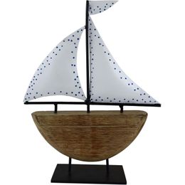 Dekofigur AM Design "Schiff aus Mangoholz und Metall", braun, B:6cm H:35cm T:35cm, Holzwerkstoff, Metall, Dekofiguren, Dekofigur, Osterdekoration in zwei Gr&ouml;&szlig;en