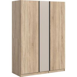 Kleiderschrank Home Affaire "BENDINGO, TOPSELLER, Schlafzimmerschrank, Schrank, Garderobenschrank", eiche sonoma nachbildung, kaschmir, B:130cm H:183cm T:53cm, FSC-zertifizierter Holzwerkstoff, Schr&auml;nke, Kleiderschrank, Breite 130cm, Eiche NB, 3-t&uuml;rig, 2 Kleiderstangen und 2 Ablageb&ouml;den