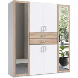 Kleiderschrank wimex "Diver Dreht&uuml;renschrank mit Spiegel, 180, 225 o. 270cm breit", wei&szlig; (wei&szlig;, struktureichefb hell, griffe alu), B:180cm H:207cm T:58cm, Schr&auml;nke, Kleiderschrank, Bestseller Schlafzimmerschrank wahlweise 3 Innenausstattungen