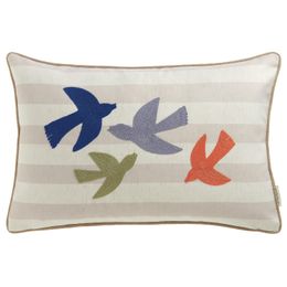 Dekokissen Tom Tailor HOME "Birds", lila (lila, bestickt), B:58cm L:38cm, Mischgewebe, Dekokissen_Sitzkissen_Kissenh&uuml;llen, Dekokissen, bestickt, mit Naturfaseranteil