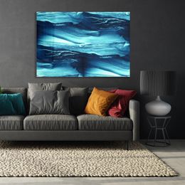 Leinwandbild queence "Blue", blau (farbe bild(er): dunkelblau), B:90cm H:60cm T:3cm, Leinwand, Bilder, Leinwandbild, mit sehr guten Schallabsorptions-Eigenschaften