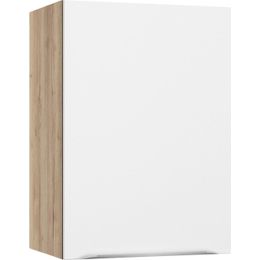 H&auml;ngeschrank KOCHSTATION "KS-Aken", wei&szlig; (wei&szlig;, wildeiche nachbildung), B:50cm H:70,4cm T:34,6cm, Schr&auml;nke, H&auml;ngeschrank