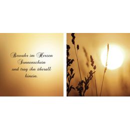 Leinwandbild queence "Sonnenschein", gelb (farbe bild(er): gelb), B:80cm H:40cm T:2cm, Canvas, Holzrahmen, Bilder, Leinwandbild, Premium-Leinwandstoff, Handarbeit aus Deutschland, Spruch, 2er Set