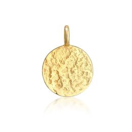 Medallionanh&auml;nger Elli "Anh&auml;nger Pl&auml;ttchen Disc Organic Struktur 925 Silber", gold, Schmuckanh&auml;nger, Damen, Silber 925 (Sterlingsilber), Medallionanh&auml;nger
