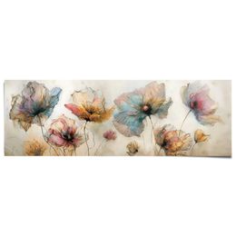 Poster Reinders "Aquarell Blumen", farbe bild(er): beige, B:158cm H:53cm T:0,1cm, Bilder, Poster, Wohnzimmer - Beige - 170 gr. Papier - Blumen und Pflanzen - 158x53 cm