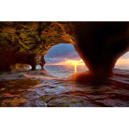 Fototapete papermoon "Sea Caves Lake Superior", bunt, B:3,5m L:2,6m, Vlies, Tapeten, Fototapete