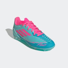 Fu&szlig;ballschuh adidas Performance "F50 LEAGUE MESSI KIDS FG/MG", Kinder, Gr. 38,5, flash aqua, lucid pink, lucid cyan, Synthetik, Textil, Schuhe Fu&szlig;ballschuh, f&uuml;r Rasenpl&auml;tze, f&uuml;r Kinder & Jugendliche
