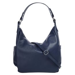 Shopper Samantha Look, Damen, Gr. B/H/T: 35cm x 25cm x 10cm onesize, blau, Leder, unifarben, Taschen Shopper, echt Leder, Made in Italy